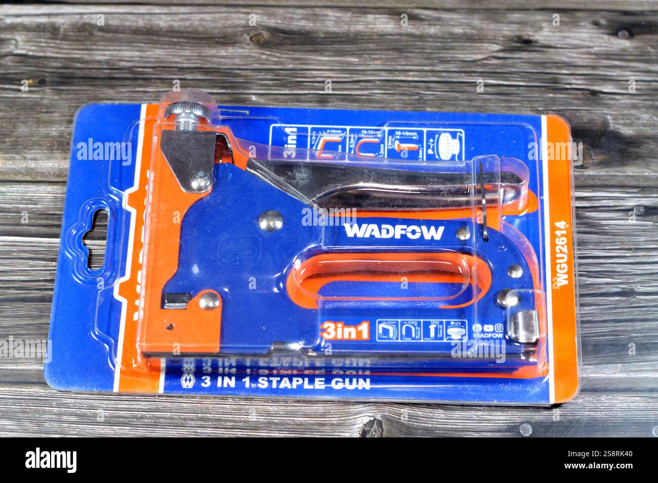 Cairo, Egypt, January 11 2025: Wadfow manual staple gun, powered ...