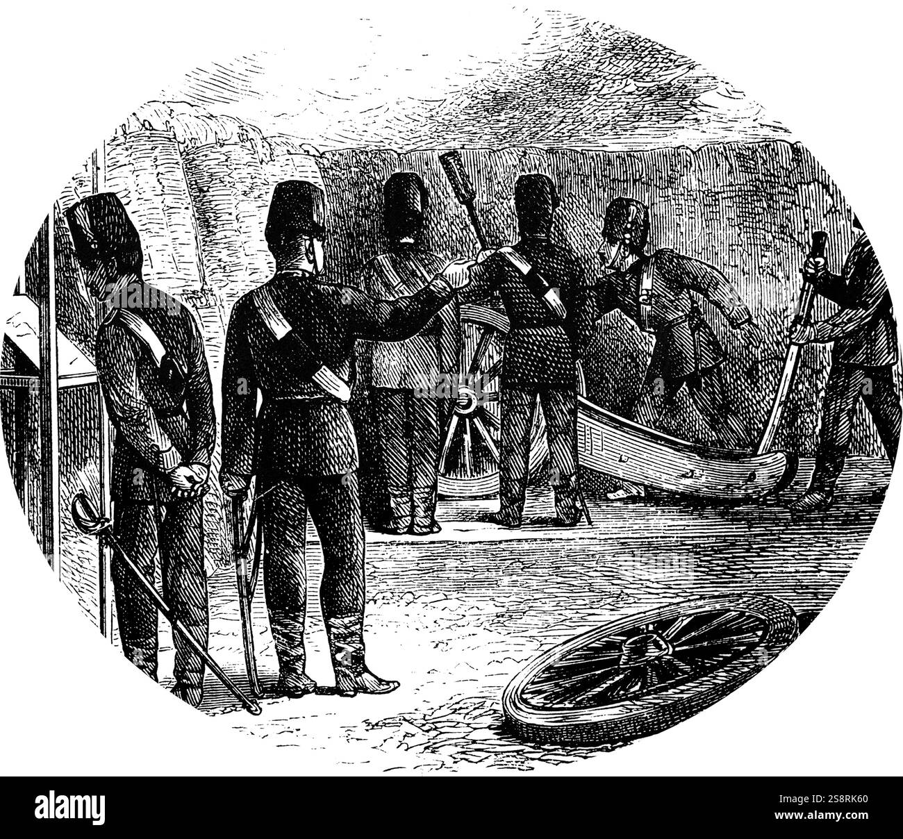 Engraving depicting the use of a polemoscope, a kind of periscope, to ...