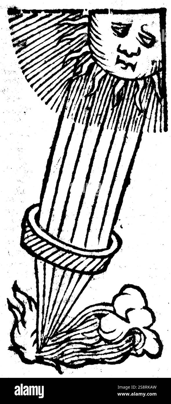 Engraving depicting the focusing of the sun's rays to produce fire ...