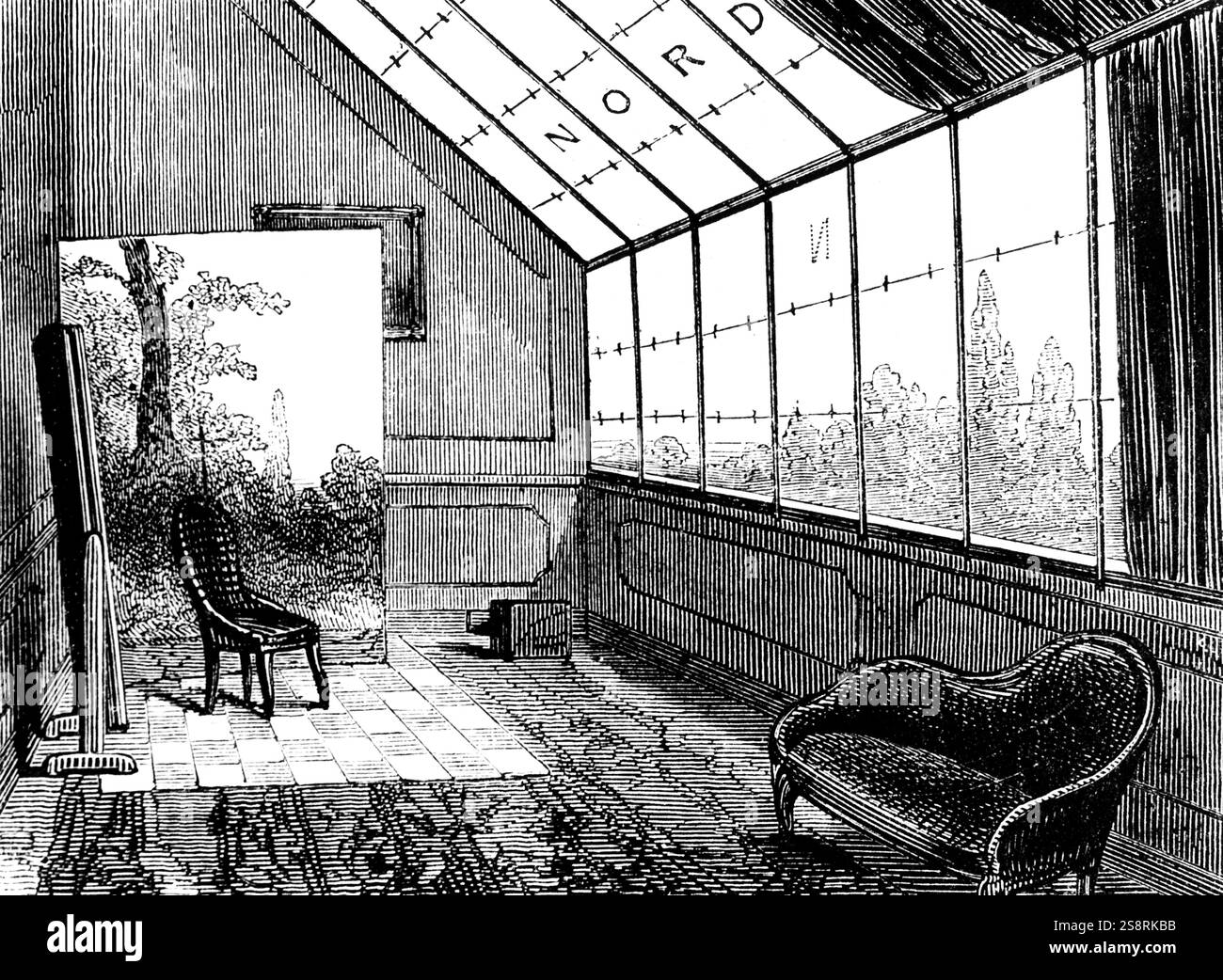 Early photographic studio backdrop Black and White Stock Photos ...