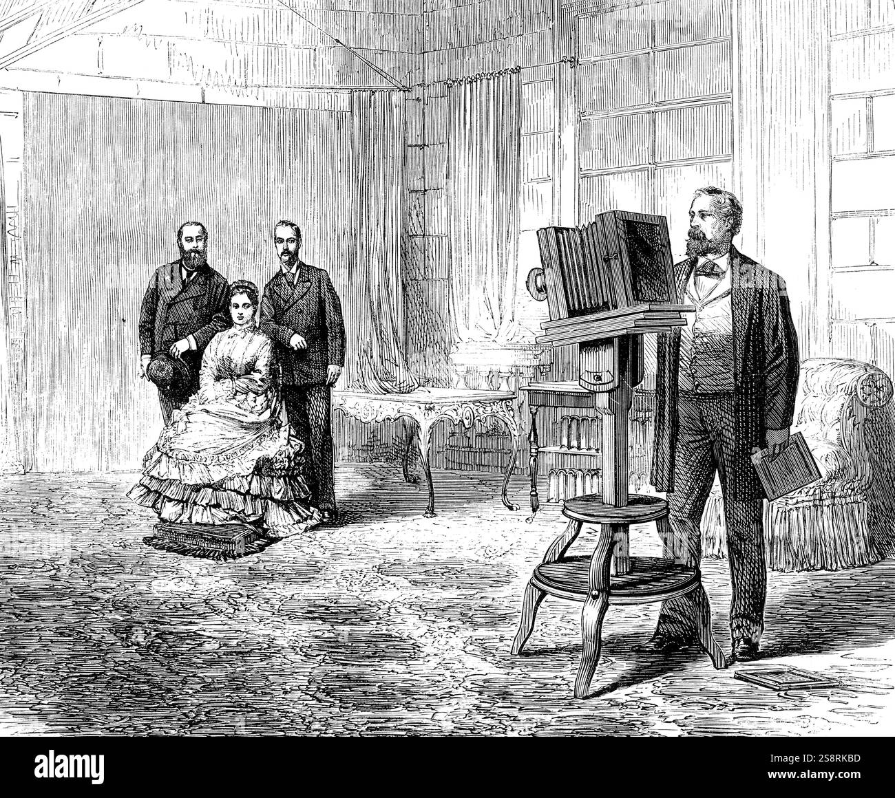 Engraving depicting Edward VII (1841-1910), George I of Greece (1845 ...