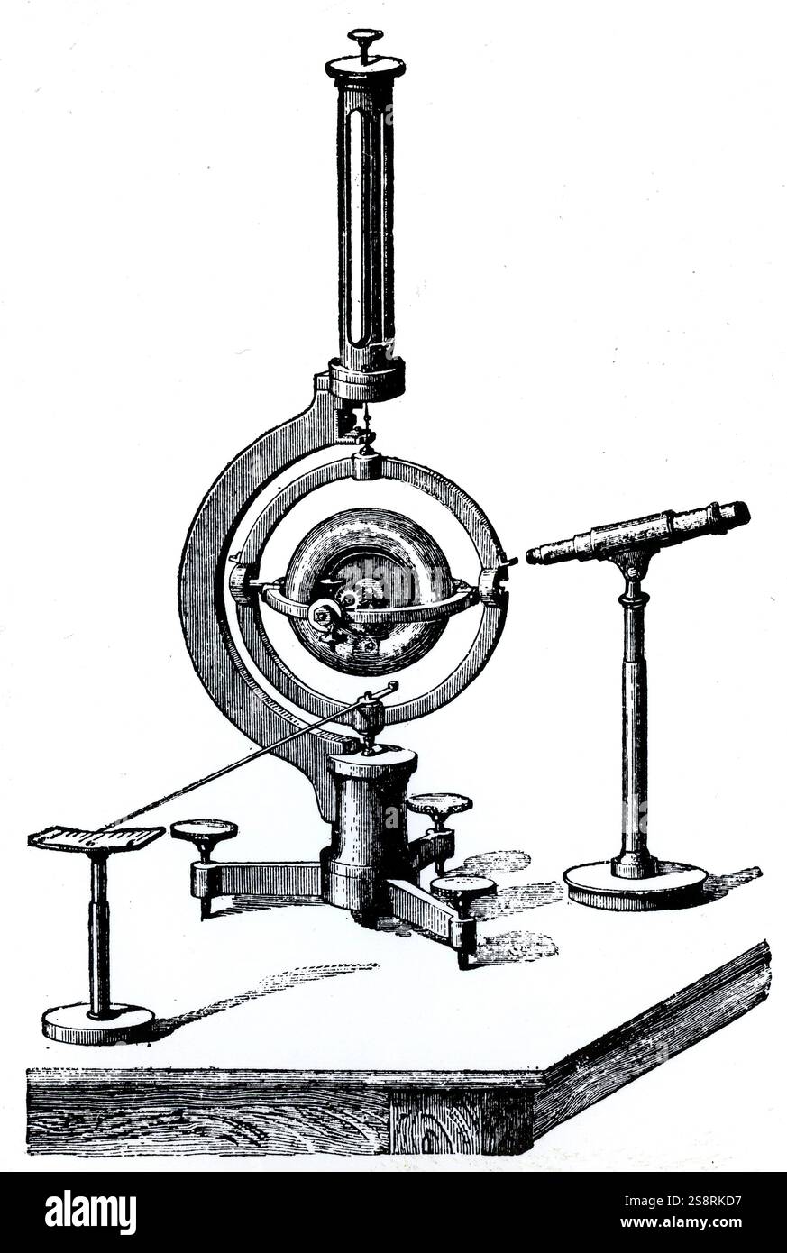 Engraving depicting a gyroscope, a device consisting of a wheel or disc ...