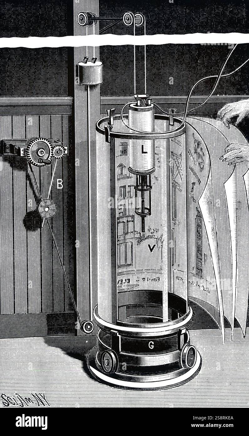 Engraving depicting a blueprint machine being used in the Panhard Works ...