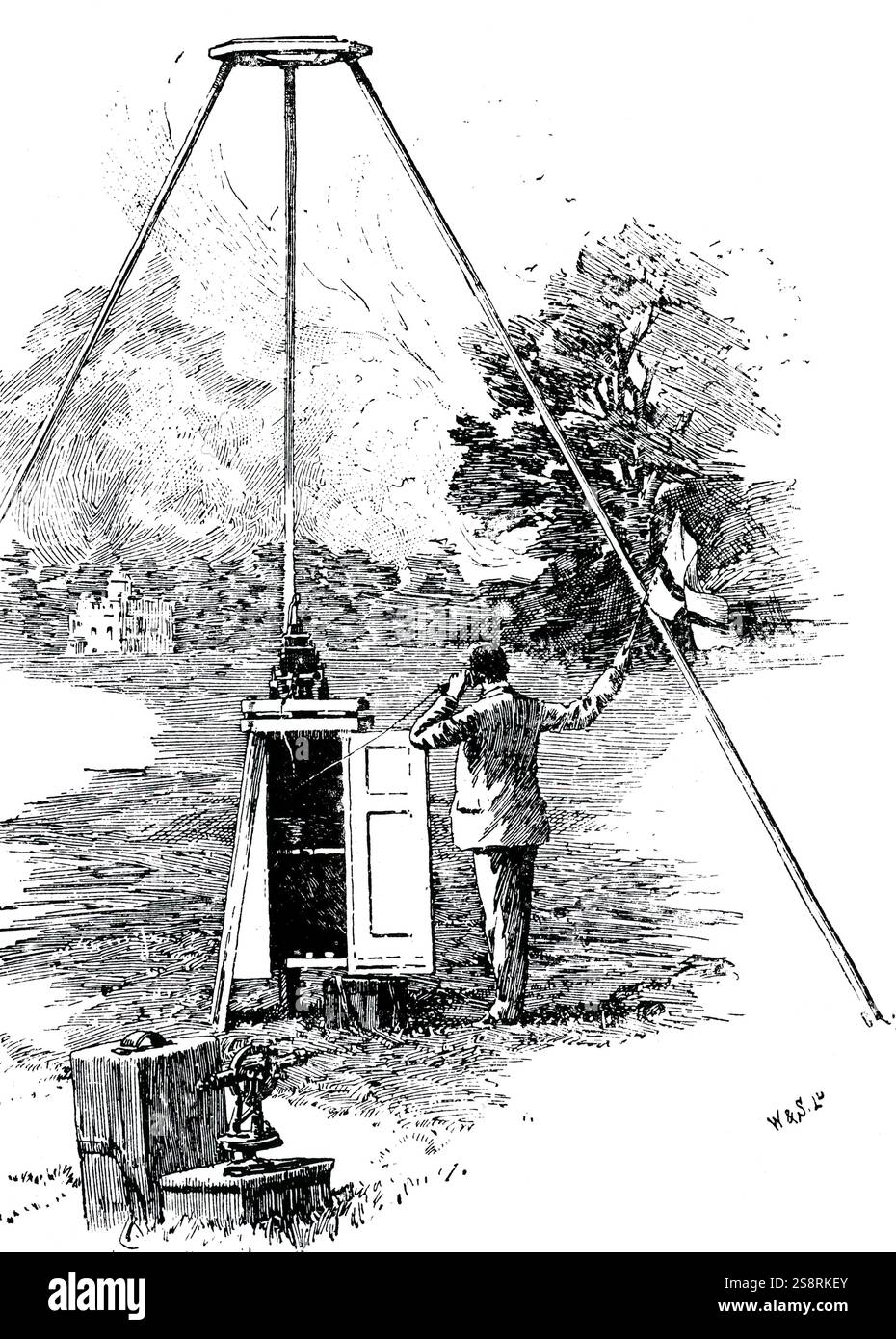 Engraving depicting a man, at Kew Observatory, taking a photographic ...