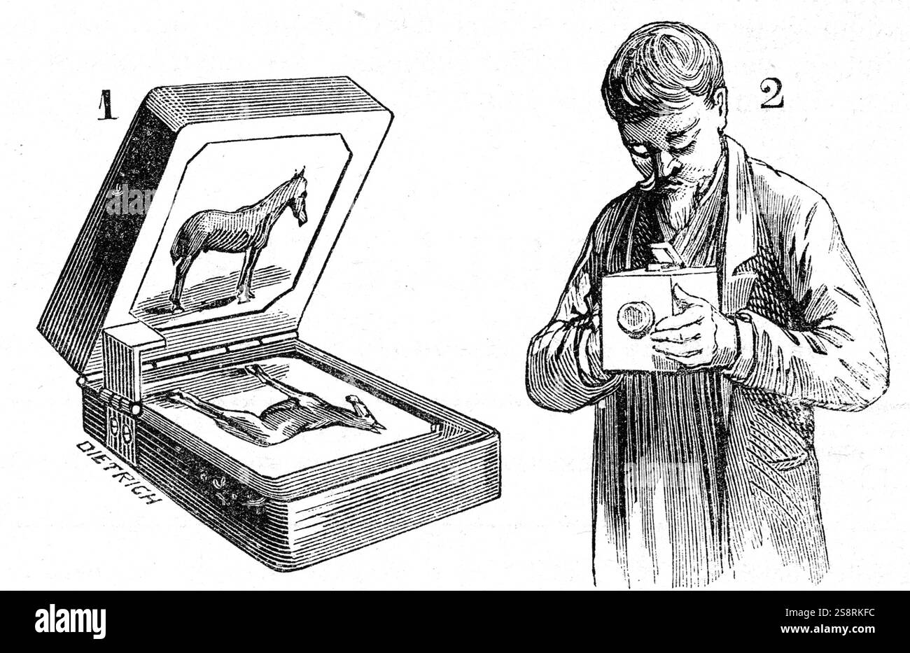 Engraving depicting a photo viewfinder. Dated 19th Century Stock Photo ...