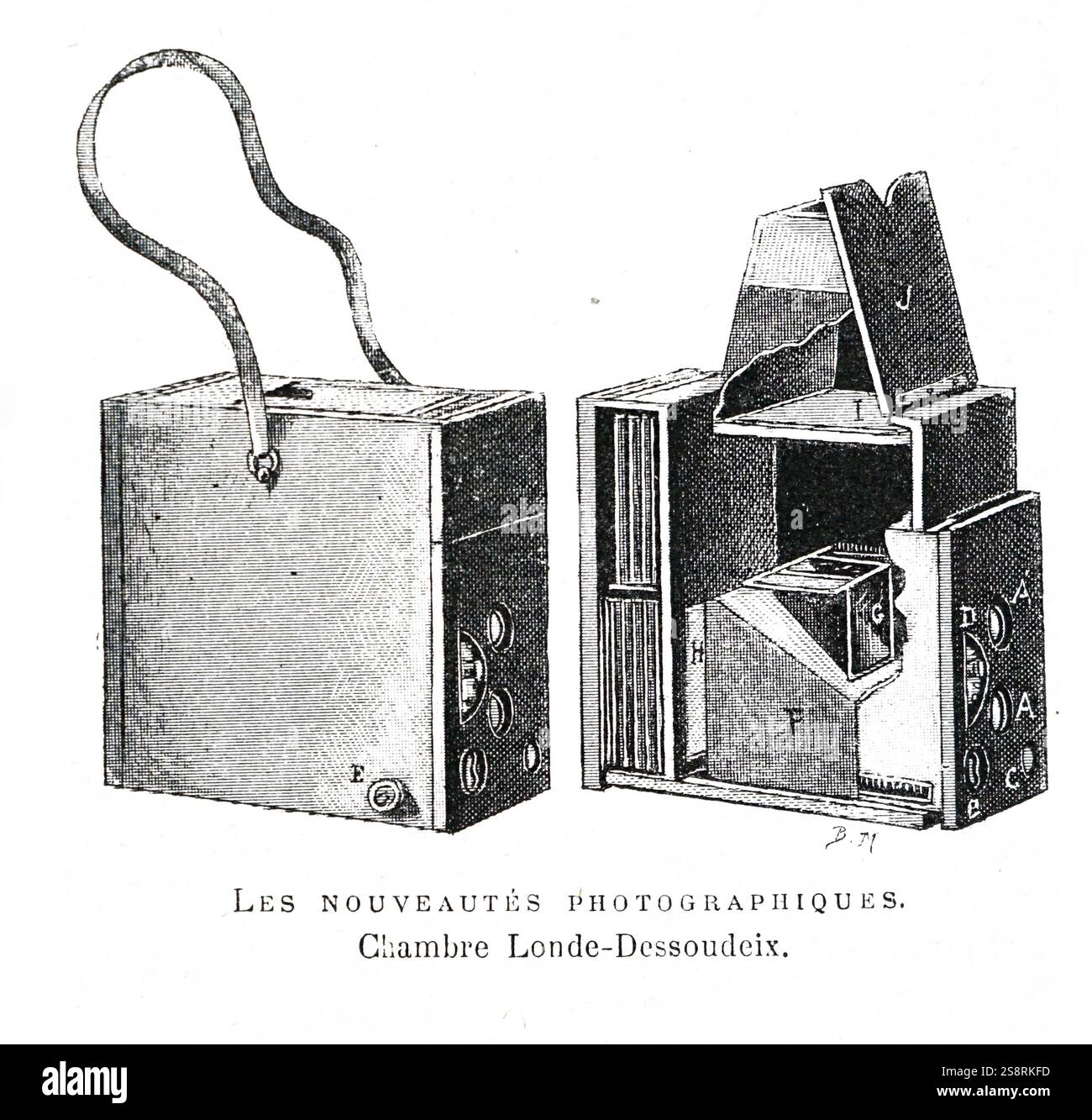 Engraving depicting a Chambre Londe-Dessoudeix camera. Dated 19th ...