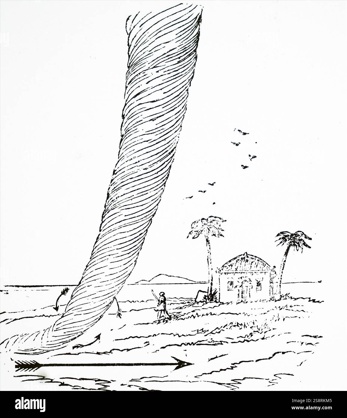 Engraving depicting a dust whirlwind. Dated 19th Century Stock Photo ...