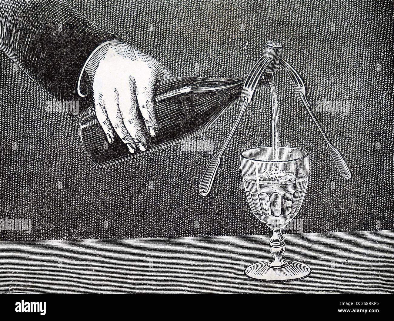Engraving depicting an experiment that demonstrates the centre of ...