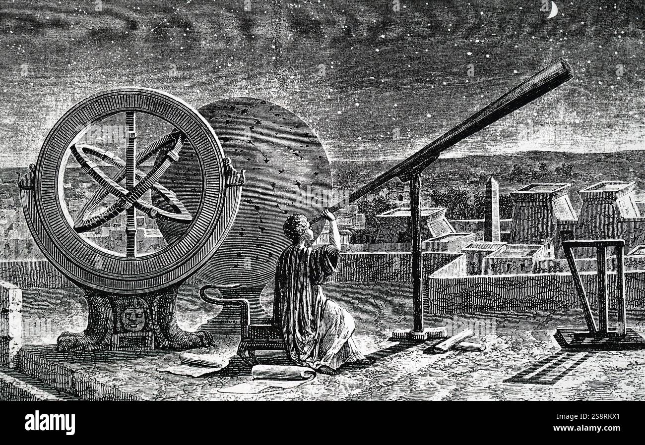 Imaginative reconstruction of Hipparchus in his observatory in ...