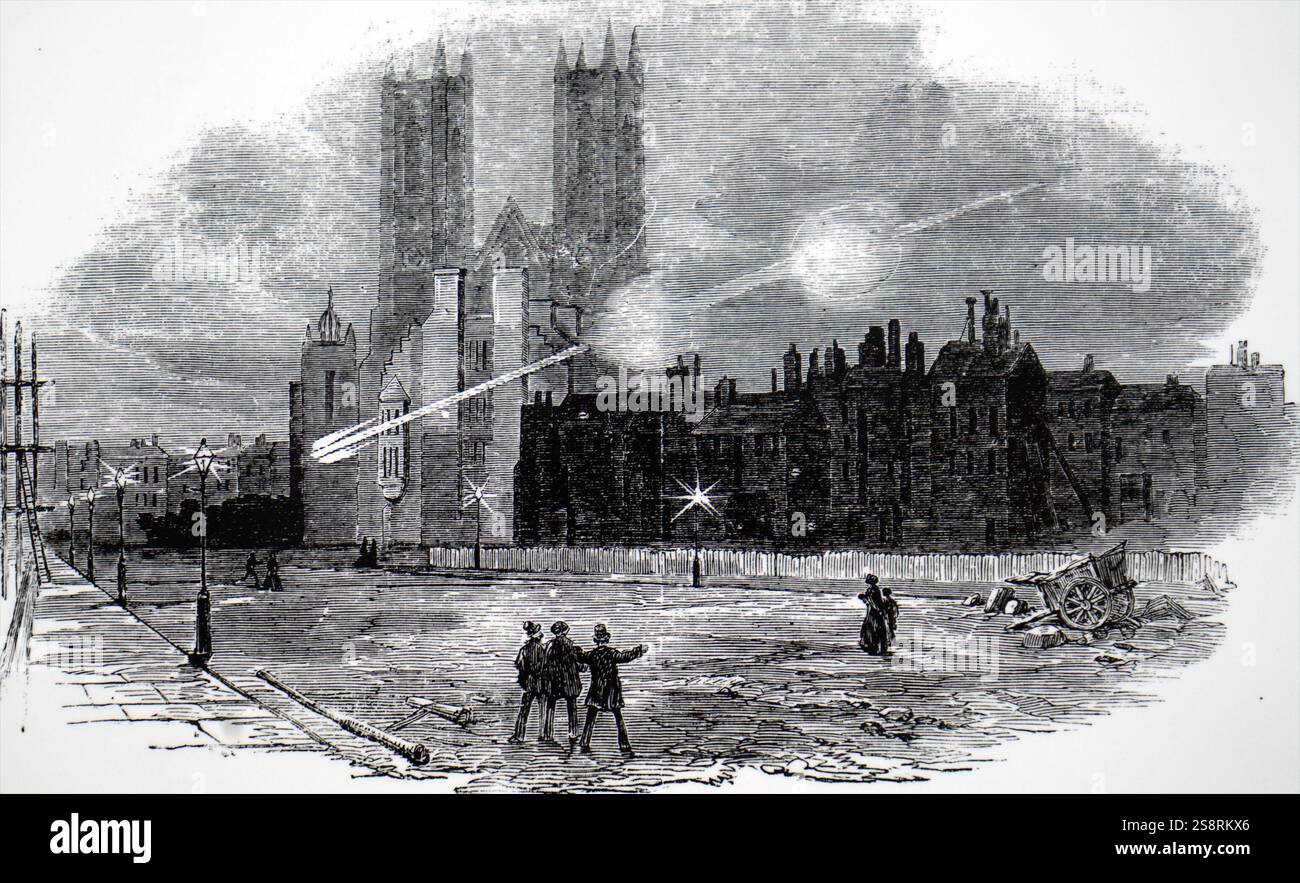 Engraving depicting a meteor as seen from Westminster, London. Dated ...