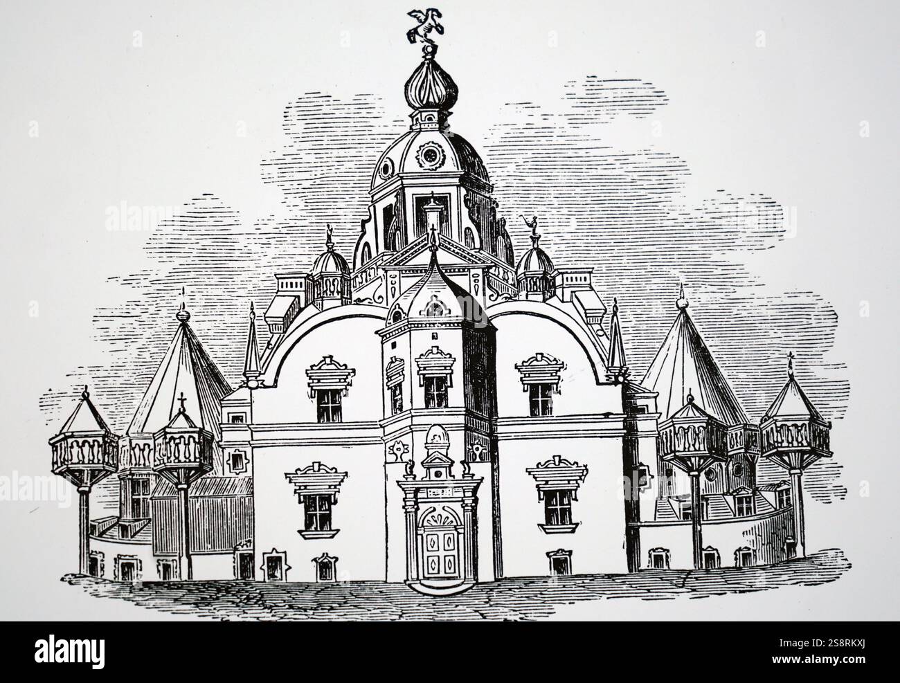 Engraving depicting Tycho Brahe's Observatory in Uraniborg, a school in ...