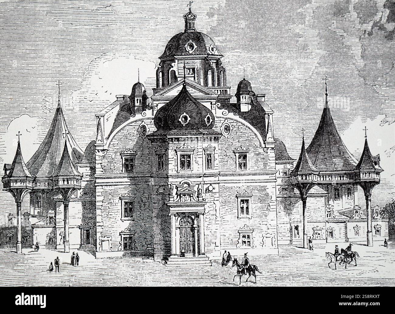 Engraving depicting Tycho Brahe's Observatory in Uraniborg, a school in ...