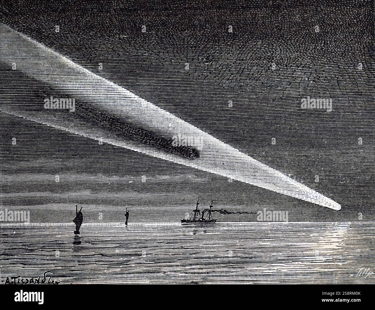 Engraving depicting the Great Comet of 1882 seen from the Río de la ...