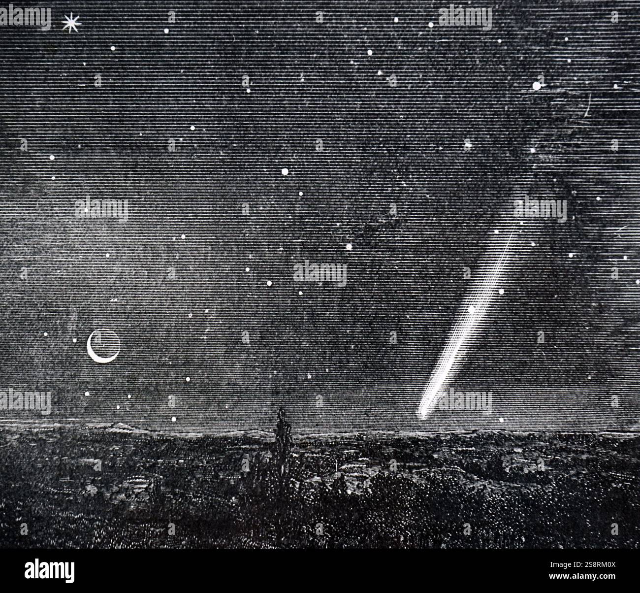 Engraving depicting the Great Comet of 1882 seen from Buenos Aires ...