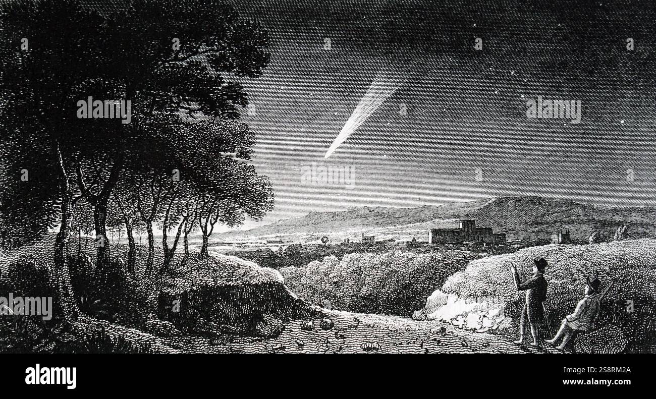 Engraving depicting the Great Comet of 1811 as seen at daybreak from ...