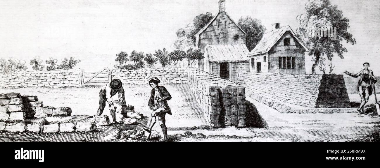 Engraving depicting a farm enclosure. Dated 18th Century Stock Photo ...