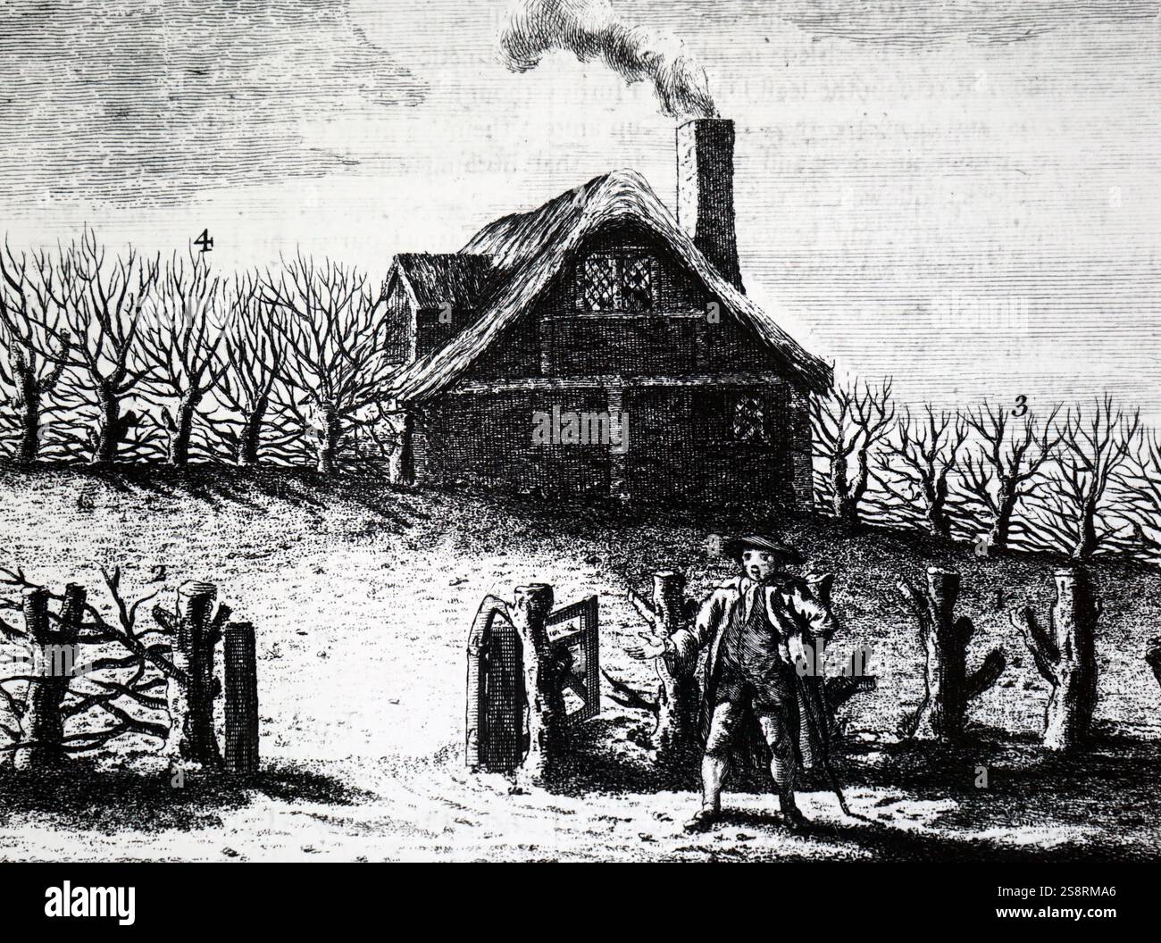 Engraving depicting a farm enclosure. Dated 18th Century Stock Photo ...