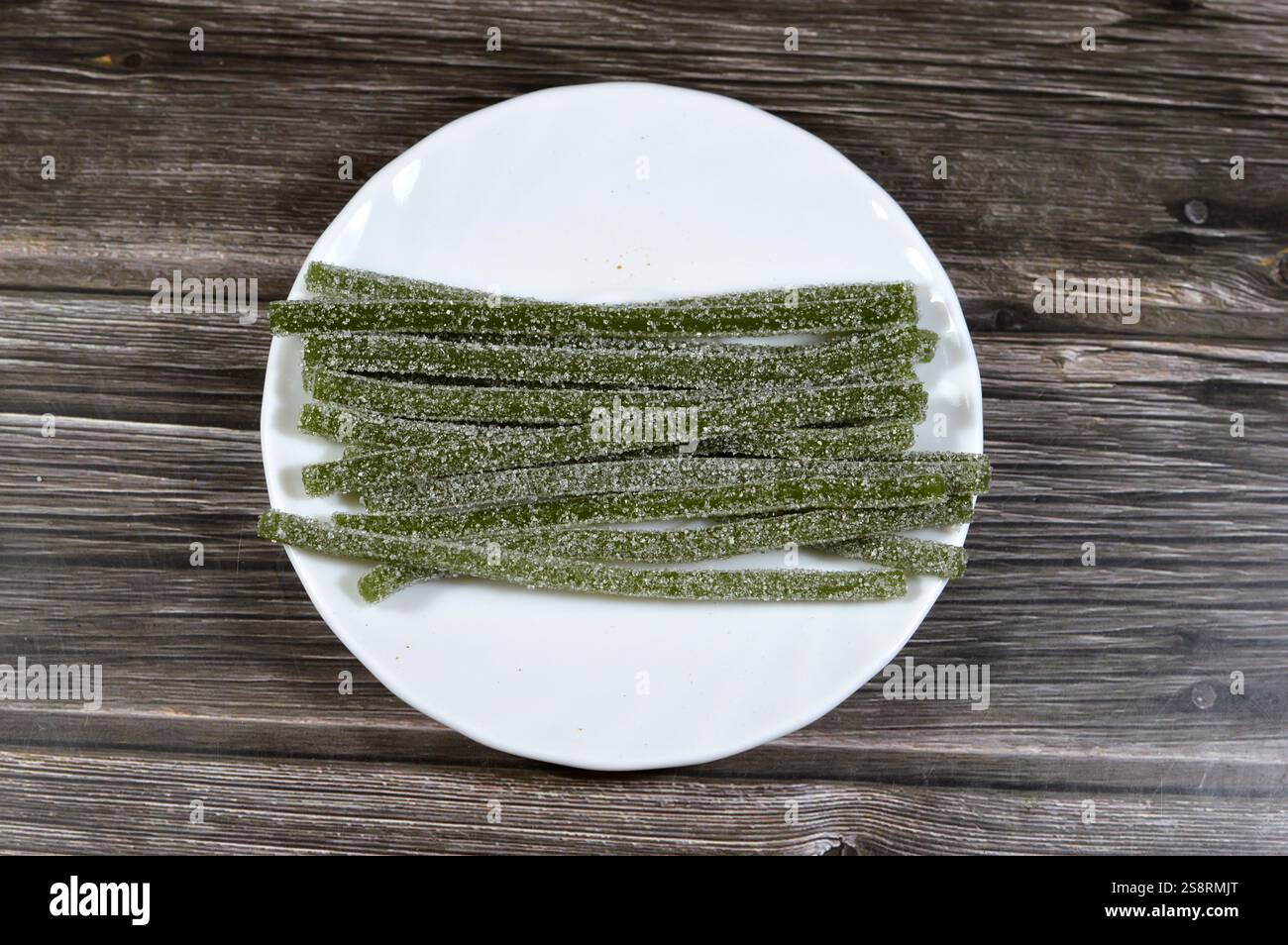 Apple flavor sour sticks soft candies topped with sugar, Gummy candy ...