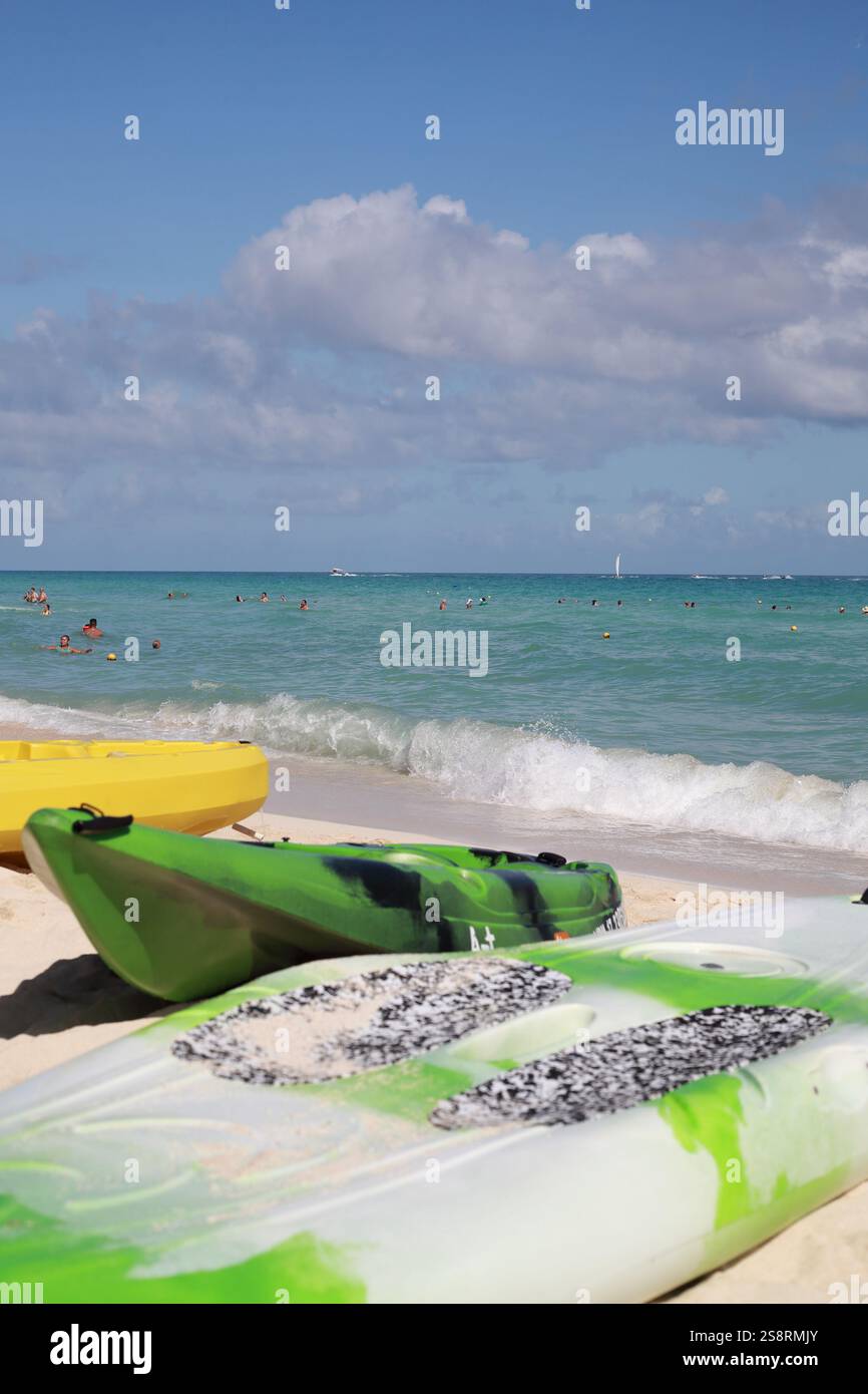 Kayaks on the beach at Playacar, Playa del Carmen, Riviera Maya, Mexico ...