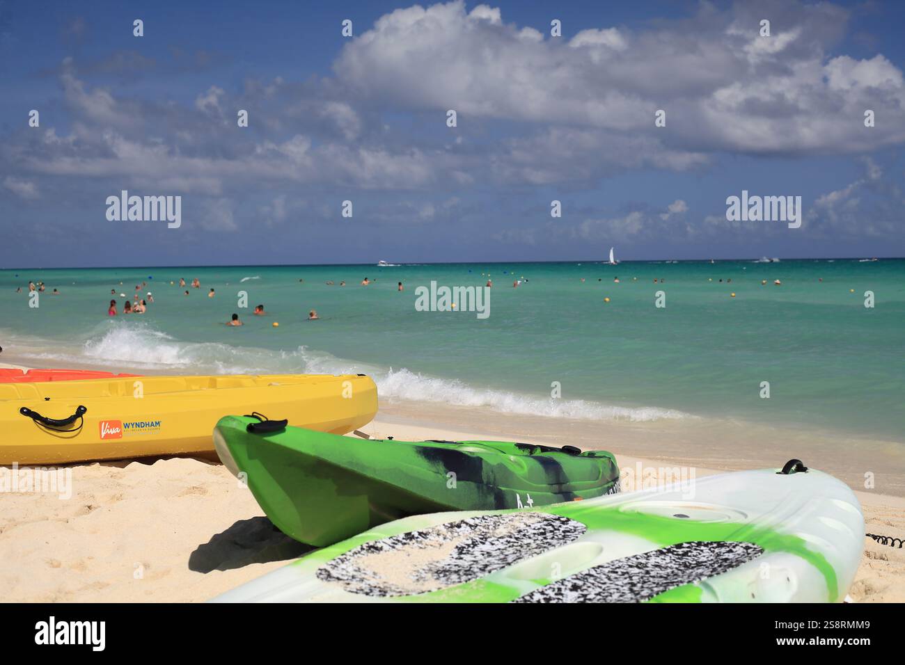 Kayaks on the beach at Playacar, Playa del Carmen, Riviera Maya, Mexico ...