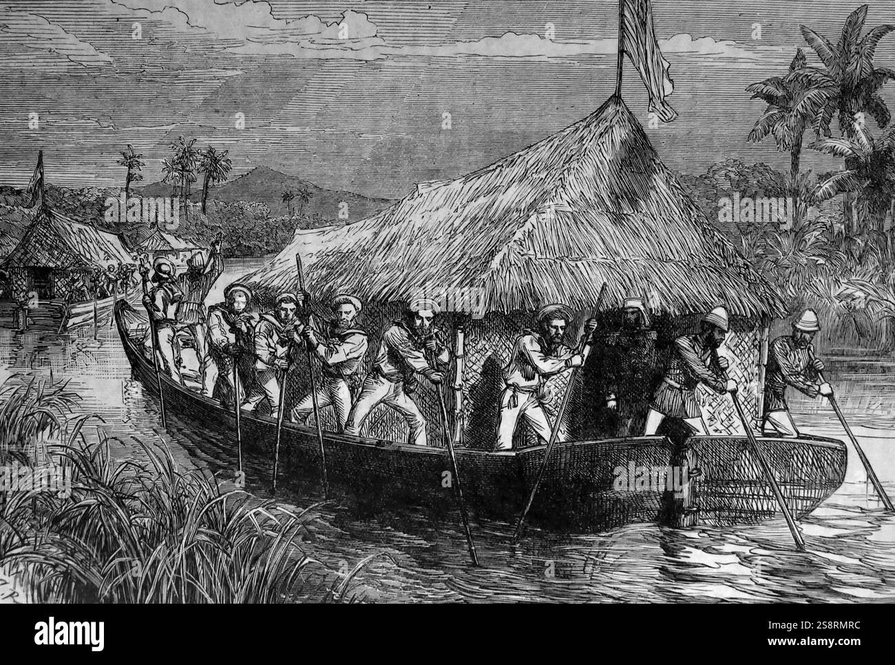Engraving depicting Blue Jackets and Marines following the British up ...