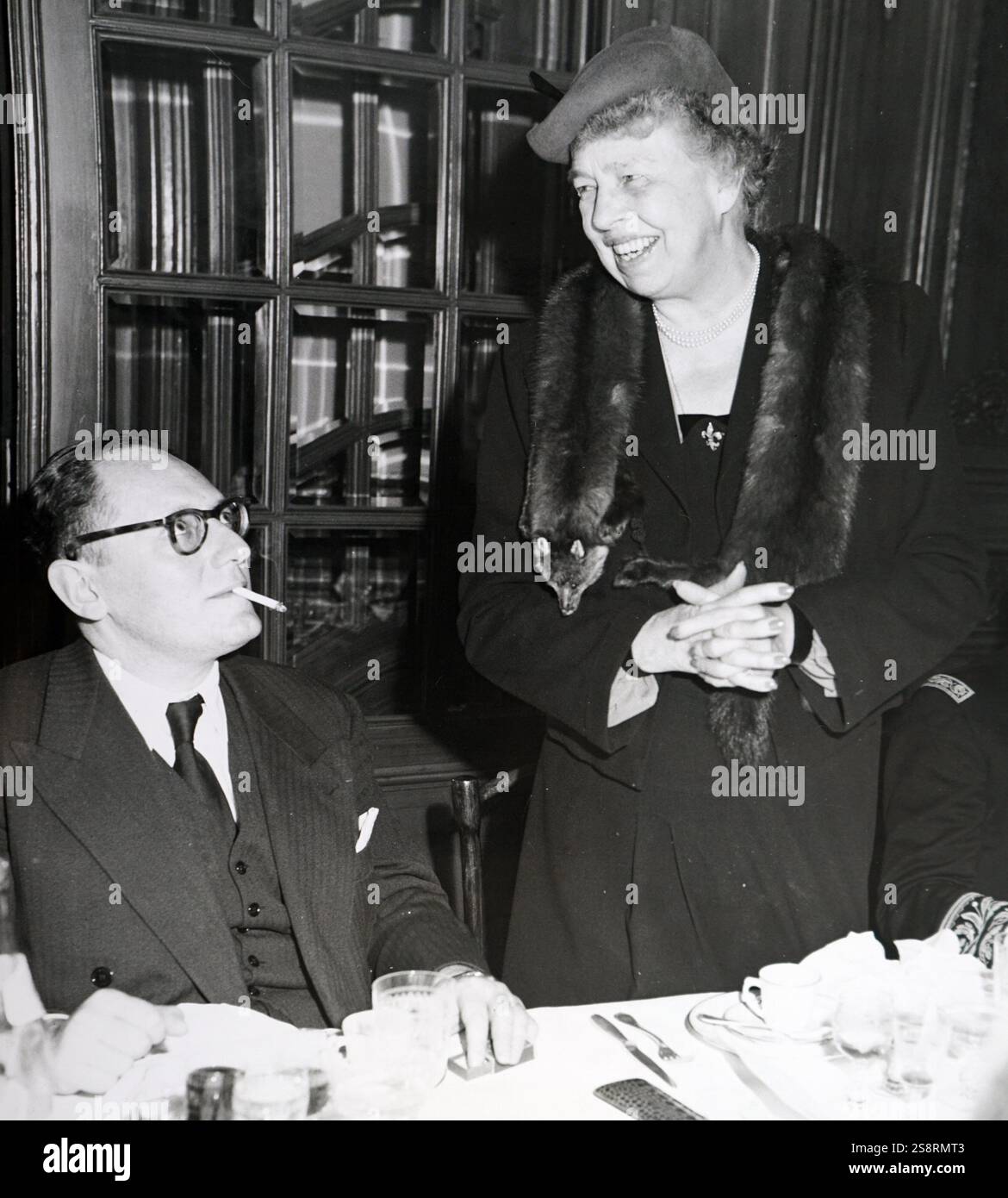 Photograph of Eleanor Roosevelt with French politician Maurice Schumann ...