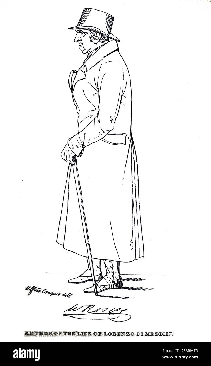 Illustrated portrait of William Roscoe (1753-1831) an English historian ...