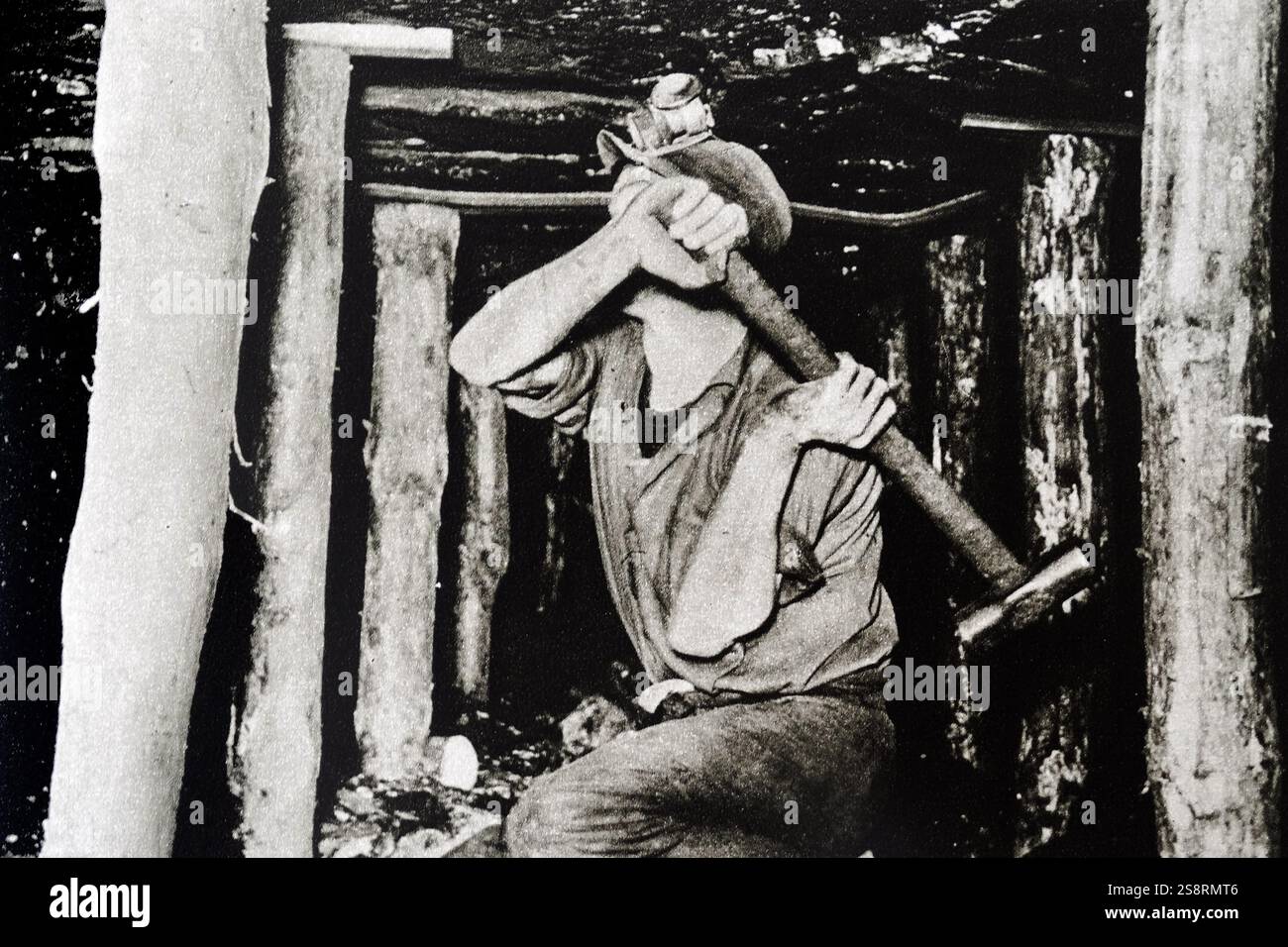 Photograph of a miner working in a British mine. Dated 20th Century ...