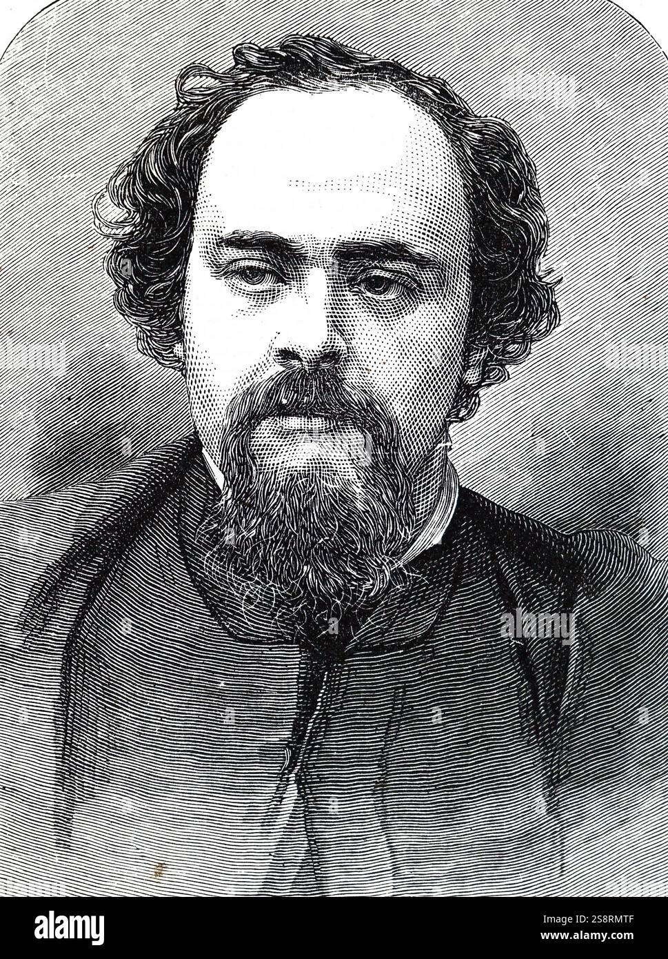 Engraving depicting Dante Gabriel Rossetti 1828-1882) a British poet ...