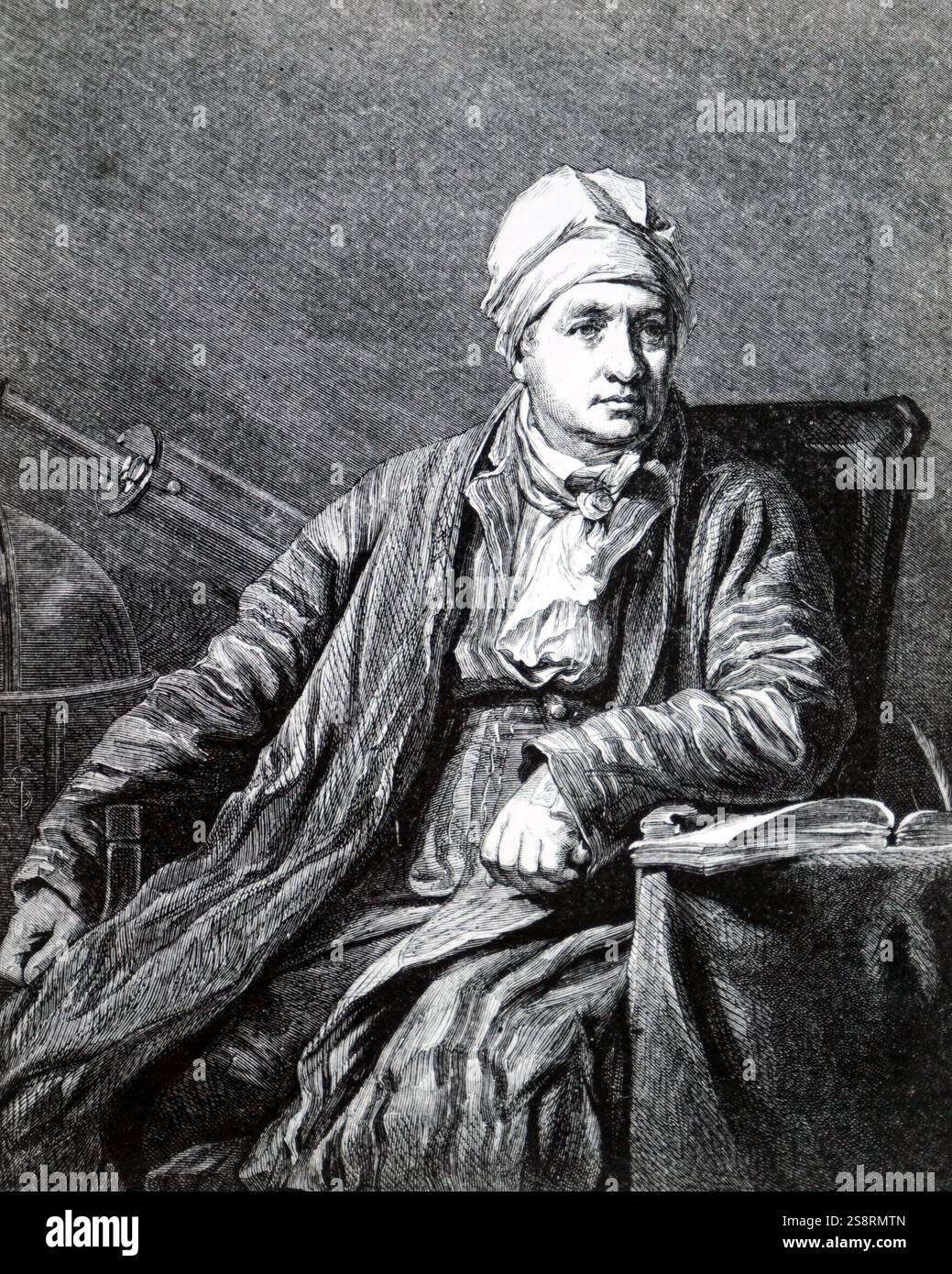 Engraved portrait of John Robison (1739-1805) a Scottish physicist, mathematician and professor ...