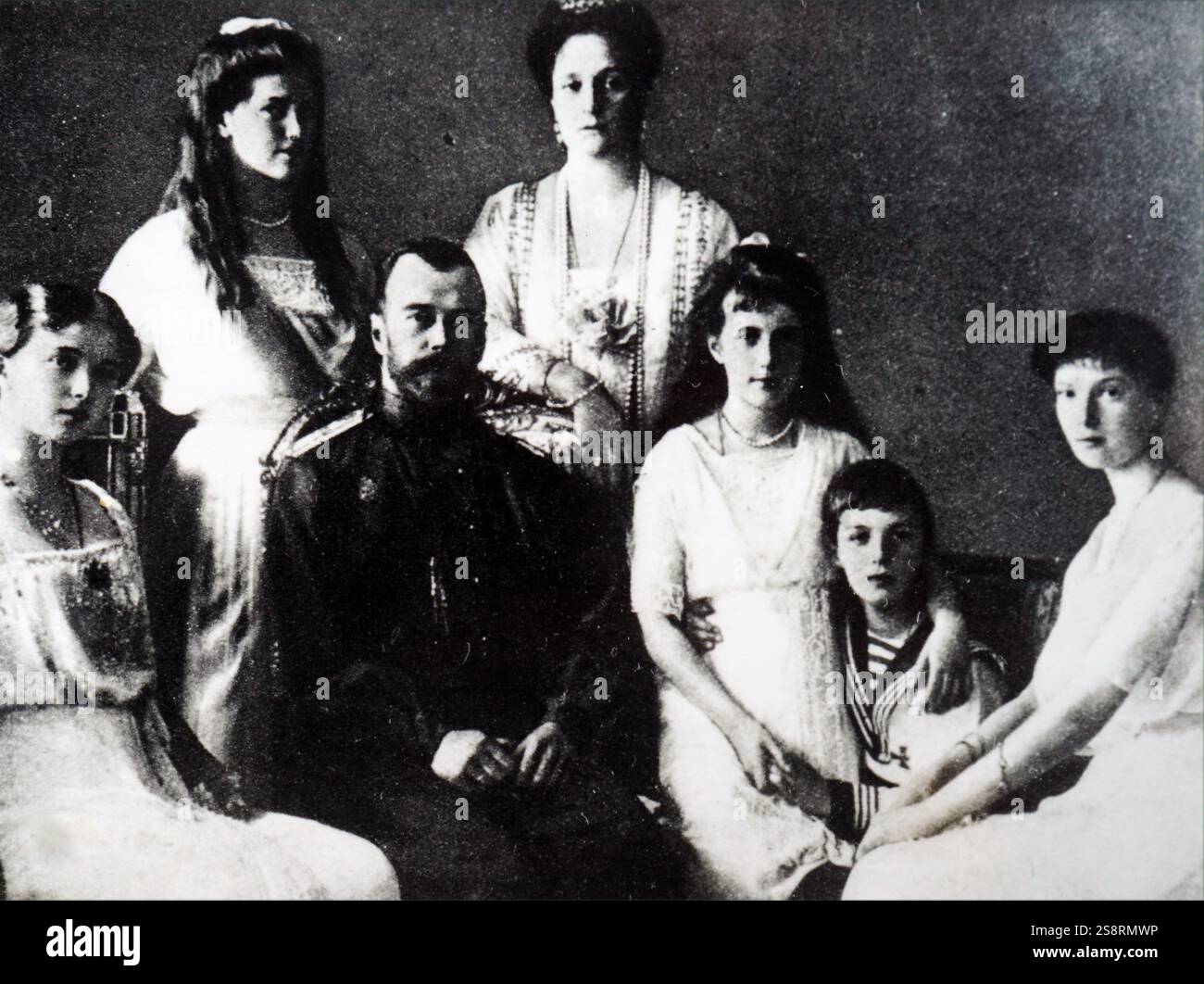 Photographic portrait of the Romanov Family. Pictured is Tsar Nicholas ...