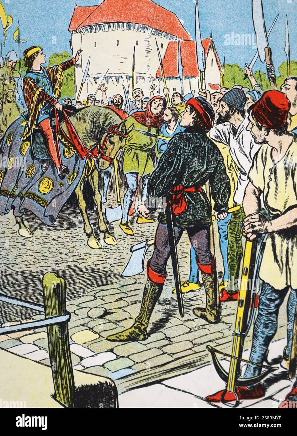 Illumination depicting Richard II meeting the leaders of the Peasant's ...