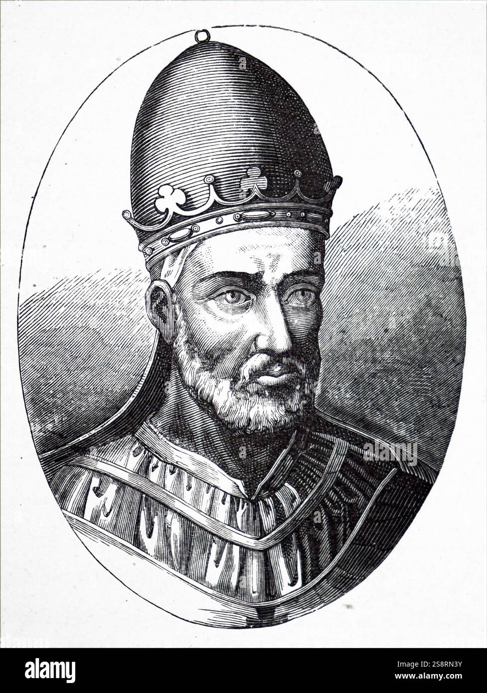 Portrait of Pope Honorius III (1150-1227) Pope from 1216 to 1227. Dated ...