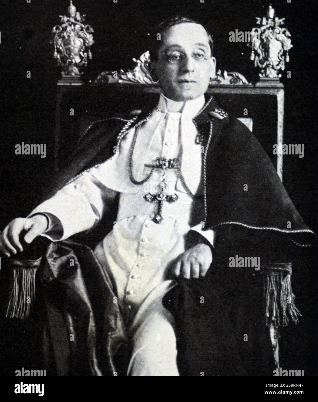 Photographic portrait of Pope Benedict XV (1854-1922) head of the ...