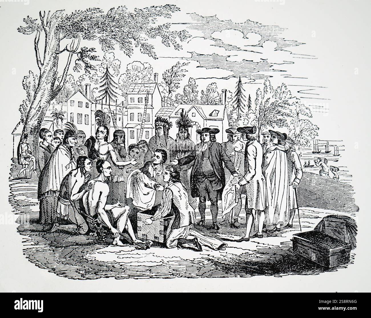 Engraving depicting William Penn treating with Indians. William Penn ...