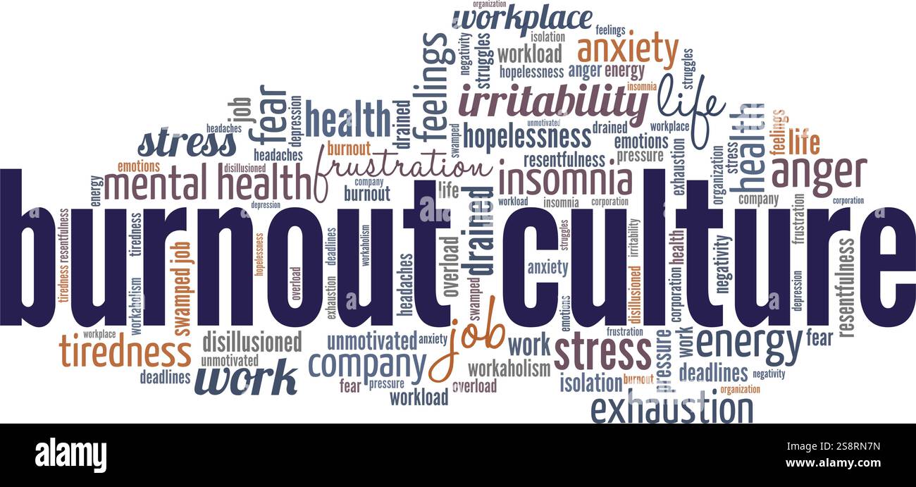 Burnout Culture conceptual vector illustration word cloud isolated on ...