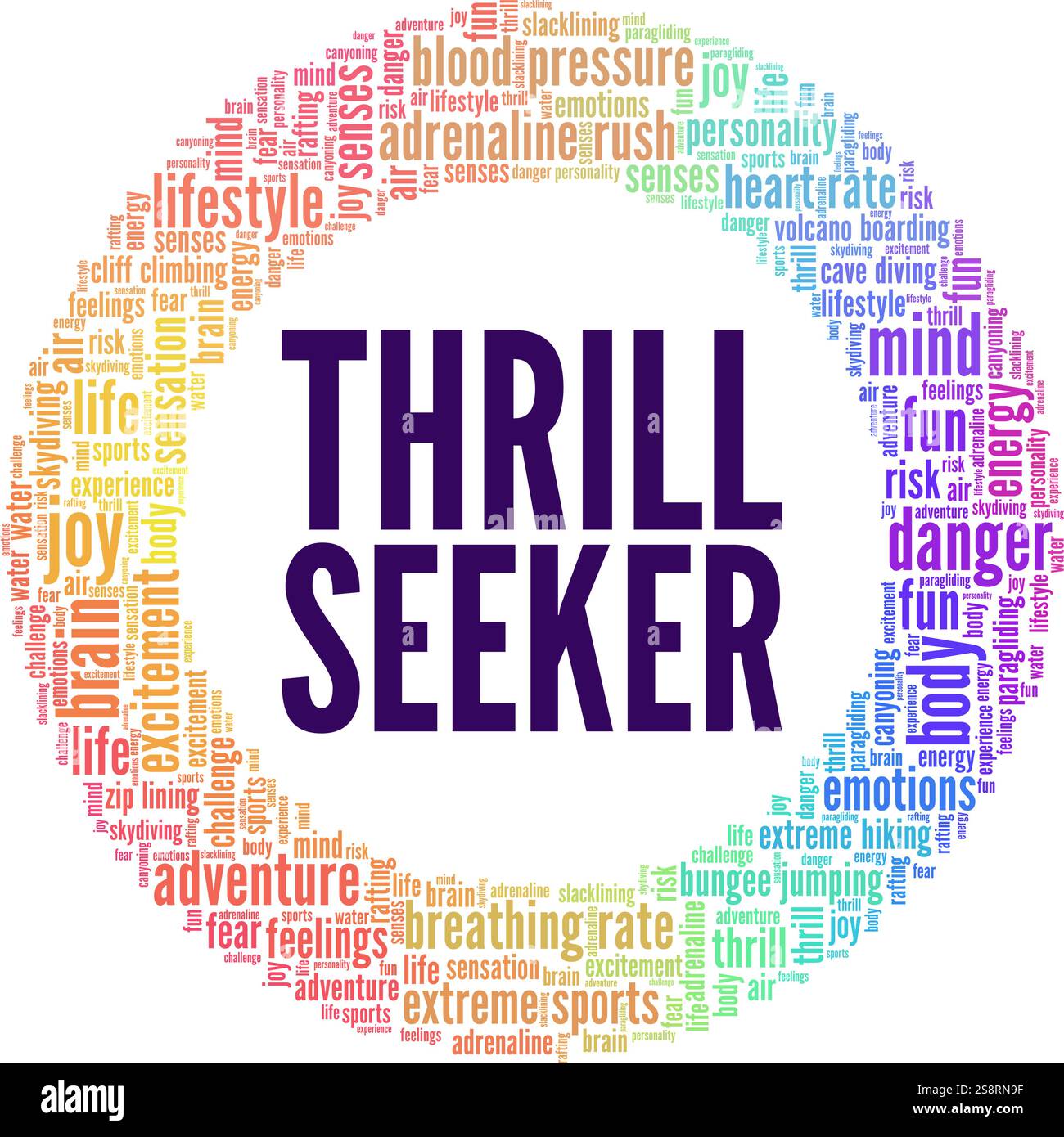 Thrill Seeker conceptual vector illustration word cloud isolated on white background Stock ...