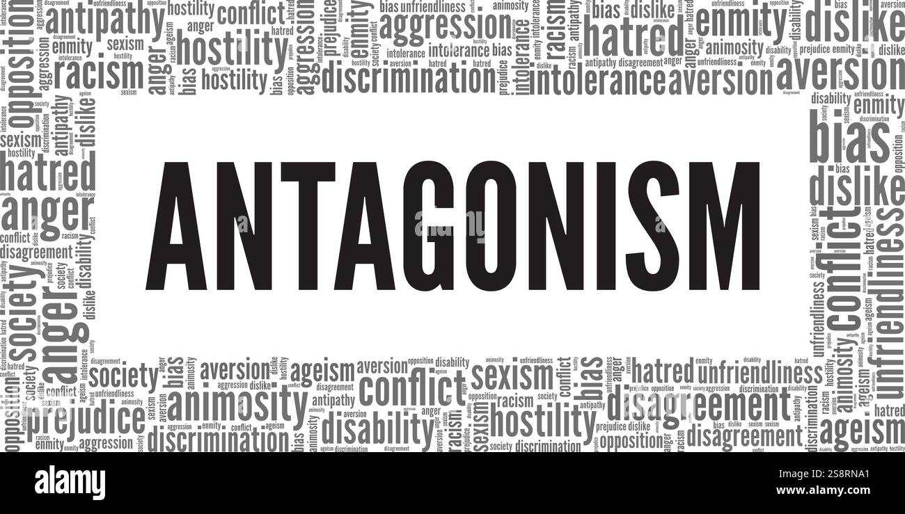 Antagonism conceptual vector illustration word cloud isolated on white ...