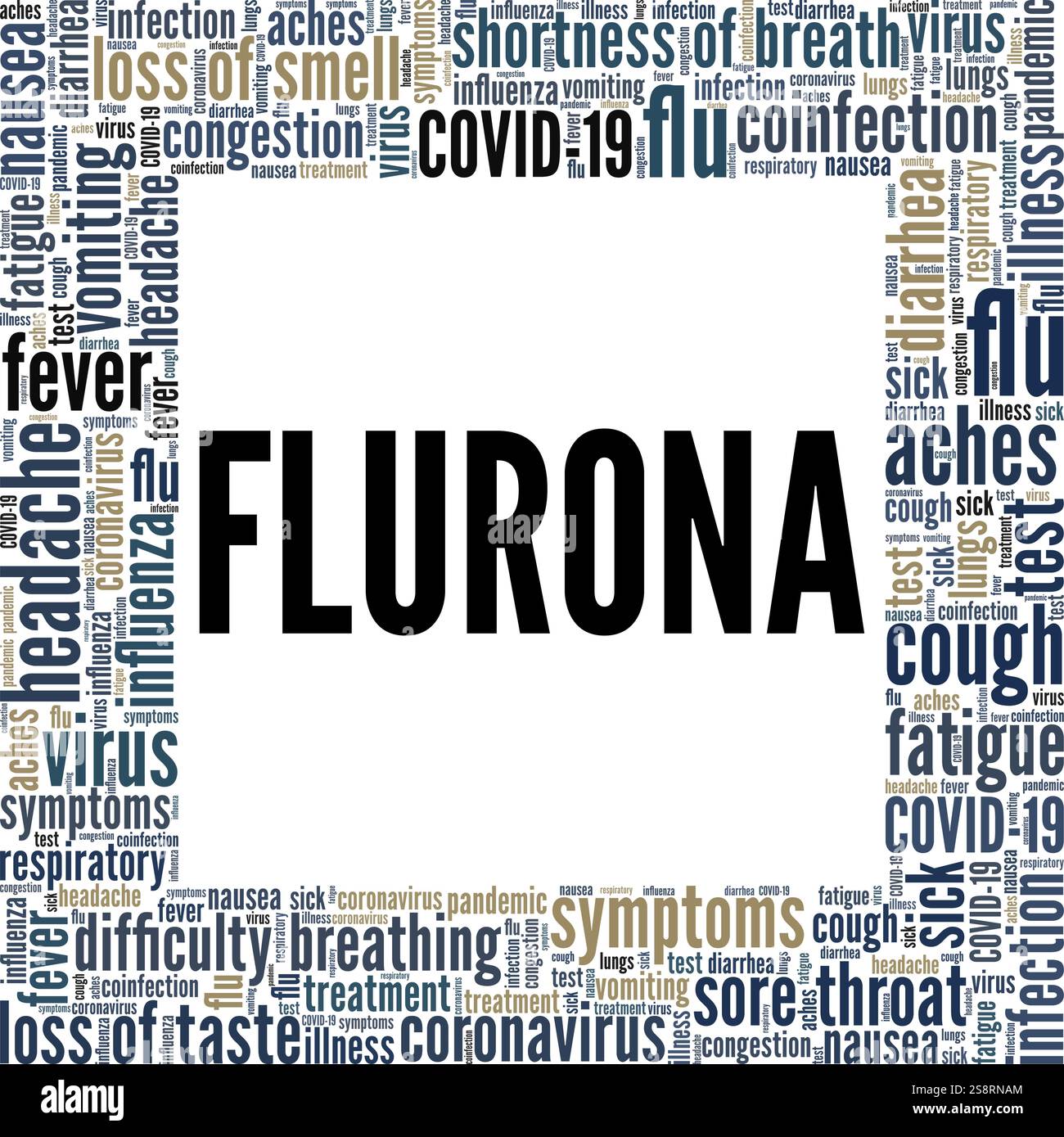 Flurona - Flu and Corona Virus conceptual vector illustration word ...