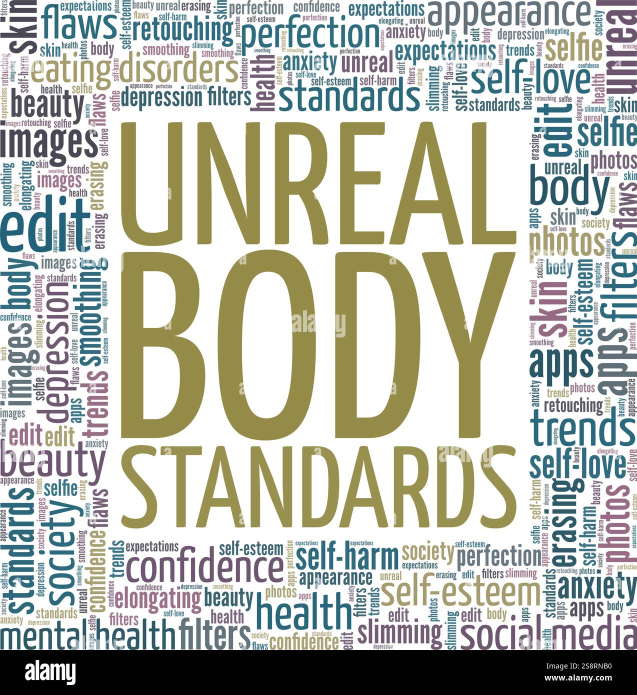 Unreal Body Standards conceptual vector illustration word cloud ...