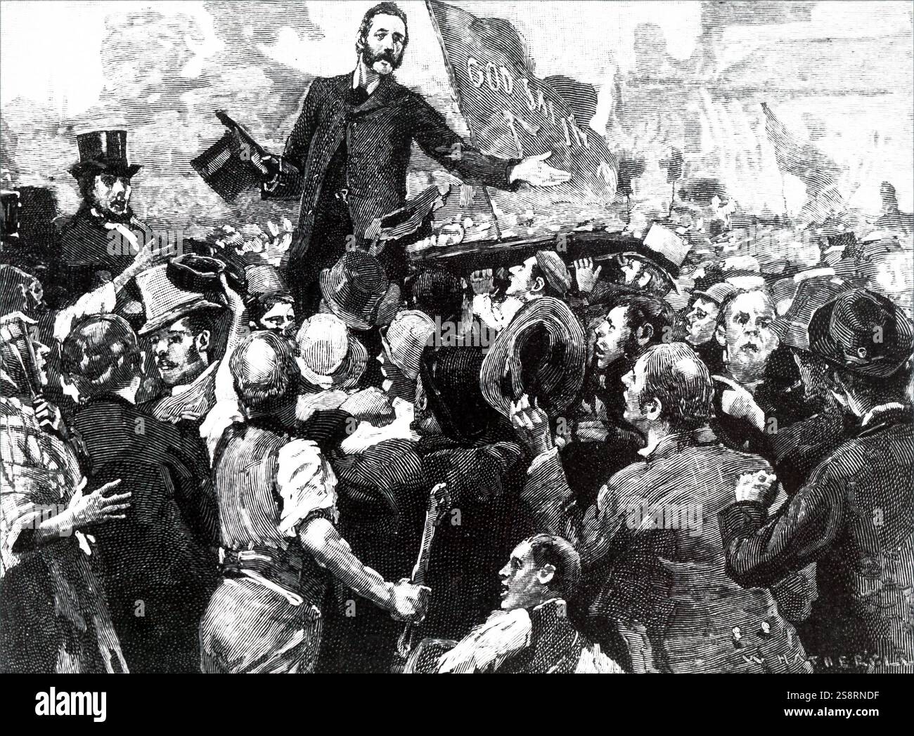 Engraving depicting Charles Stewart Parnell (1846-1891) an Irish ...