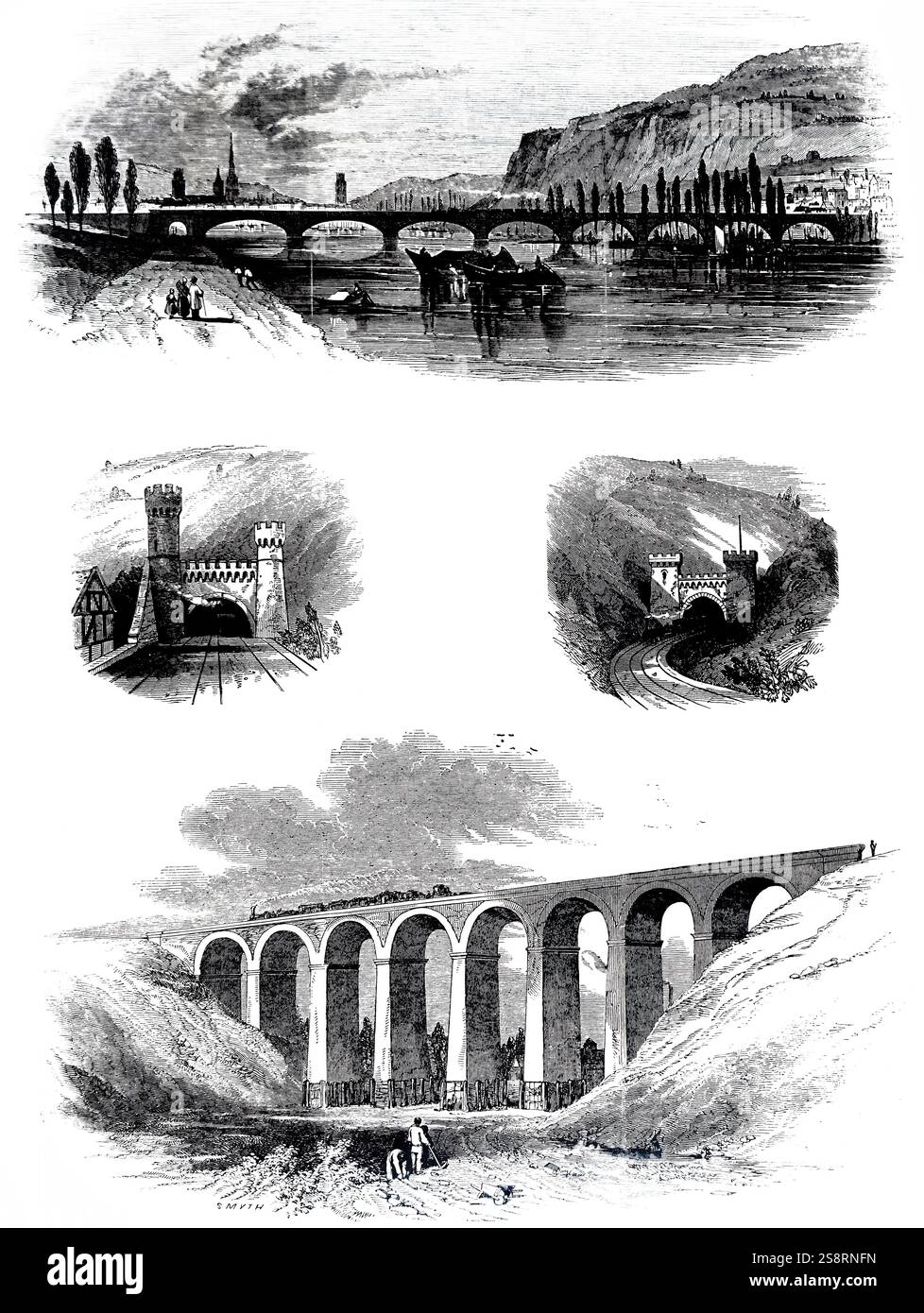 Illustration depicting French railway bridges. 19th century Stock Photo ...