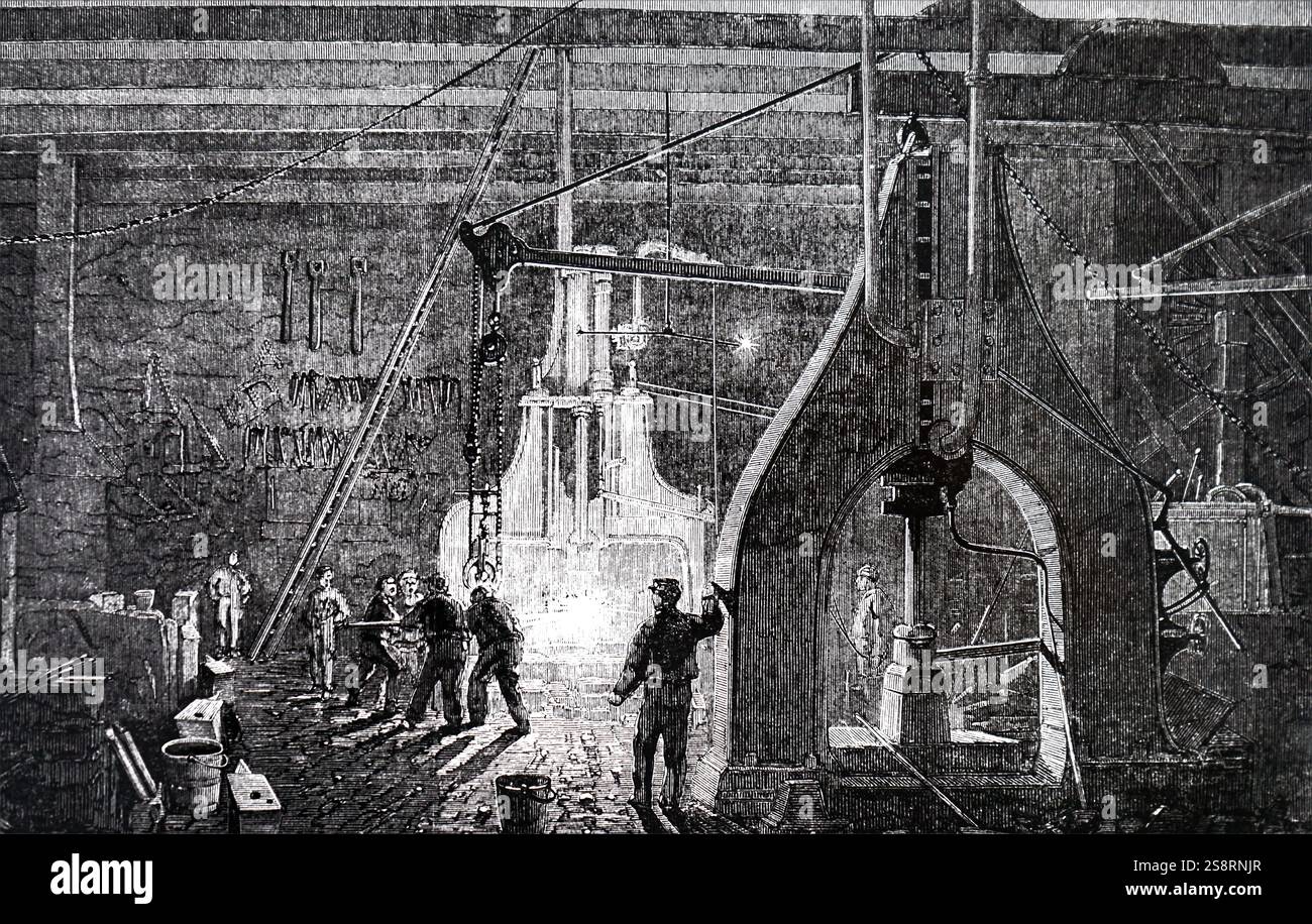 Engraving depicting the manufacture floor of the Robert Stephenson and ...