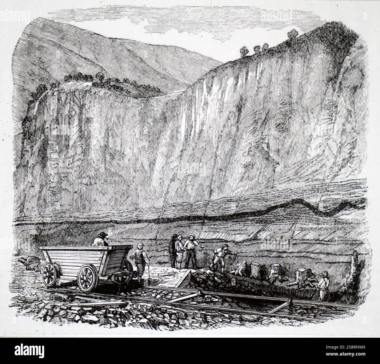 Illustration depicting navvies working on the Liverpool-Manchester ...