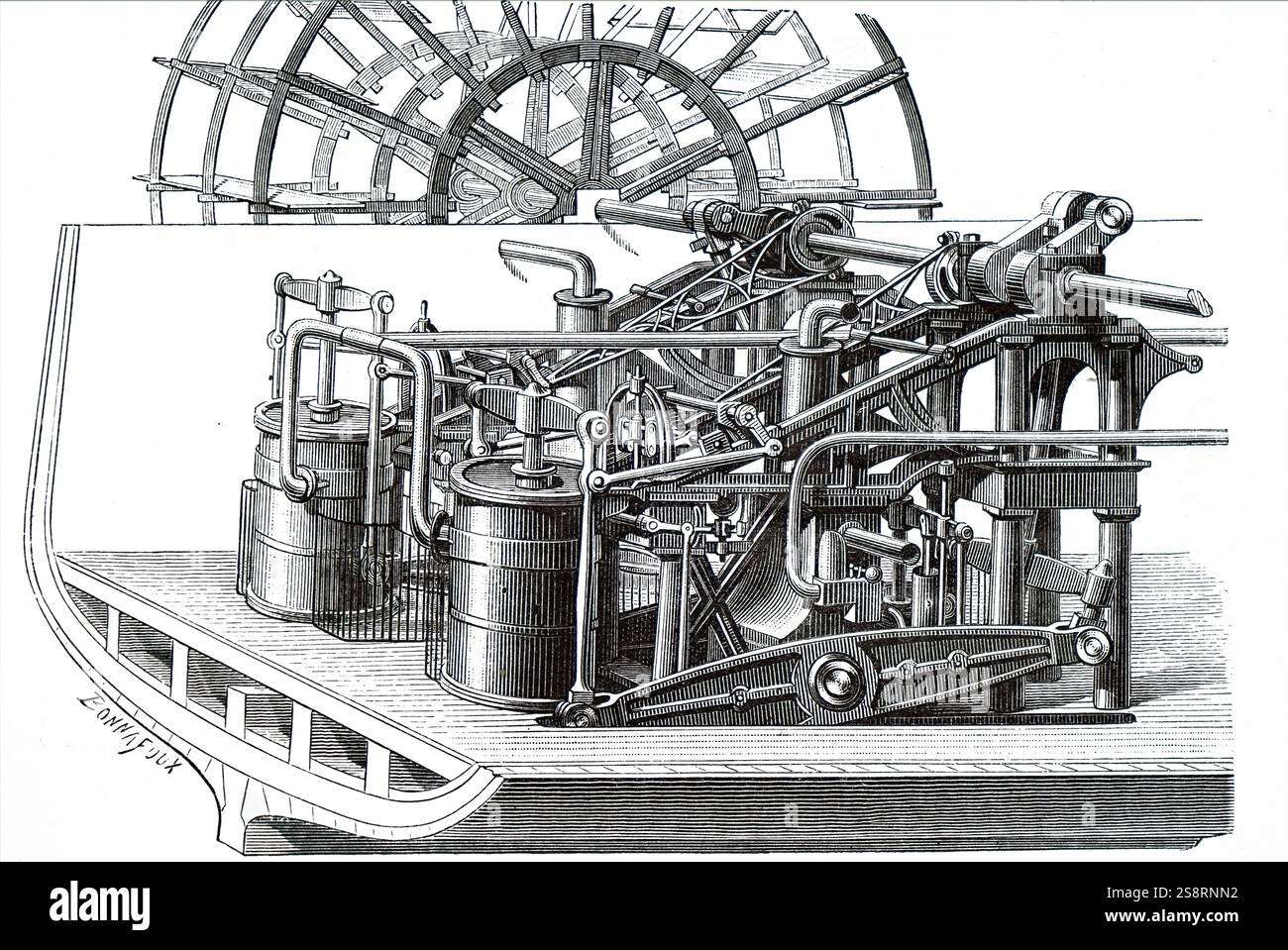 Illustration depicting a slide-lever engine fitted in the paddle ...