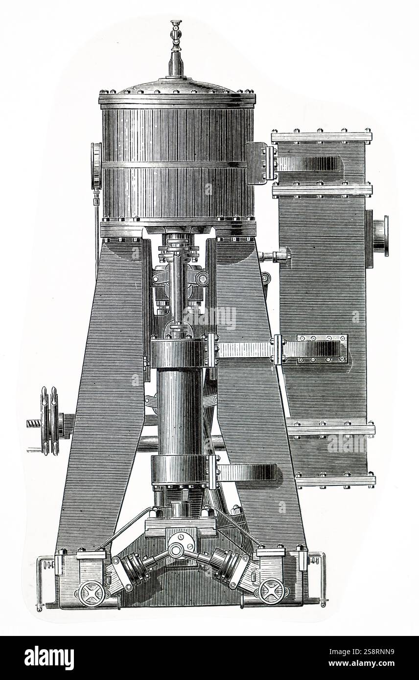 Illustration depicting a steam turbine, a device that extracts thermal ...