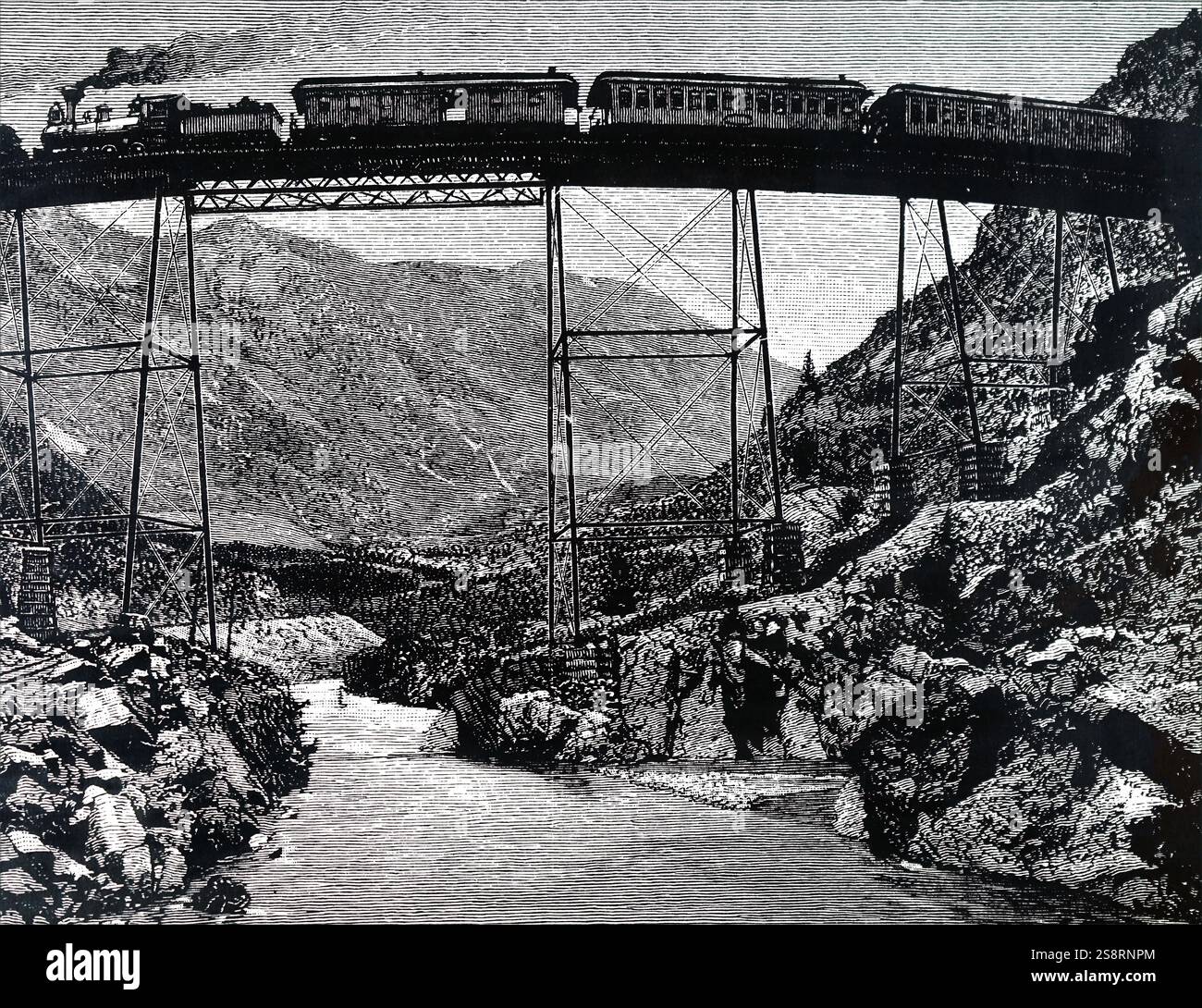 Illustration depicting a curved viaduct, Georgetown, Colorado. Dated ...