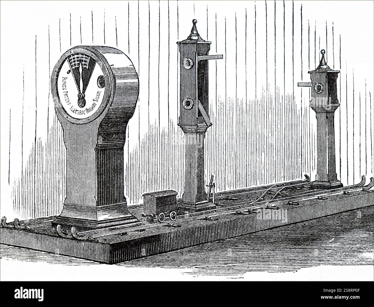 Illustration depicting a Model of King's automatic block system of ...