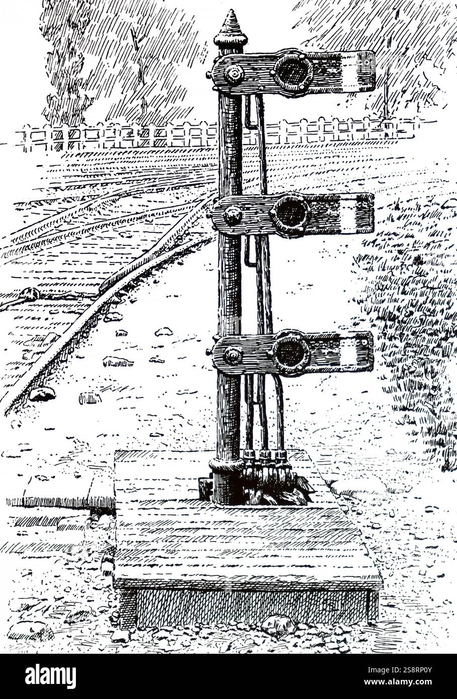 Illustration depicting a Dwarf Semaphore Signal and Split Switch on an ...