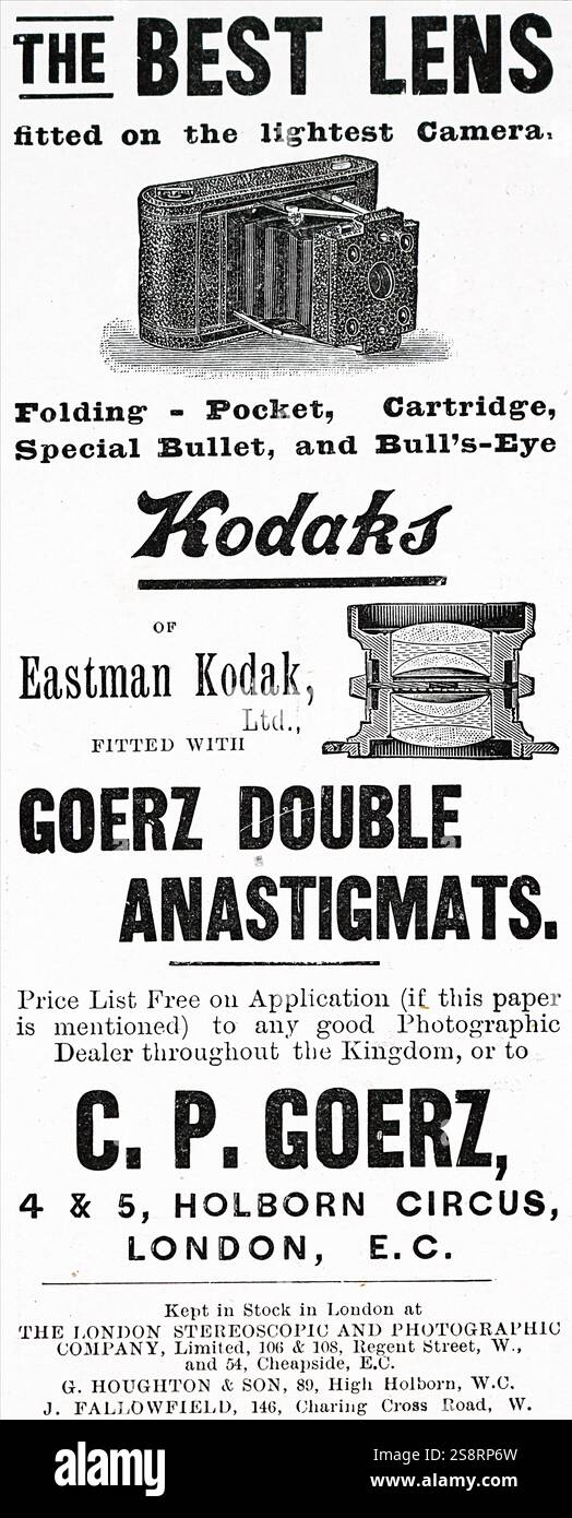 Advert for a Kodak Camera which used Eastman negative film roll. George ...